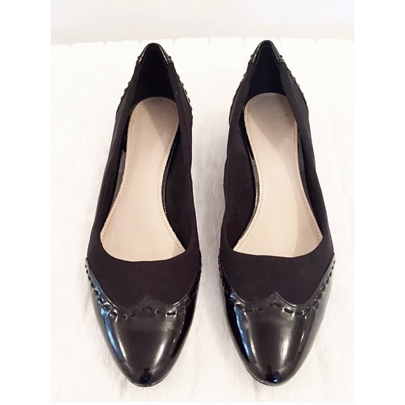 Joan & David | Shoes | Joandavid Yolata Blk Fabric Patent Leather Wedge ...